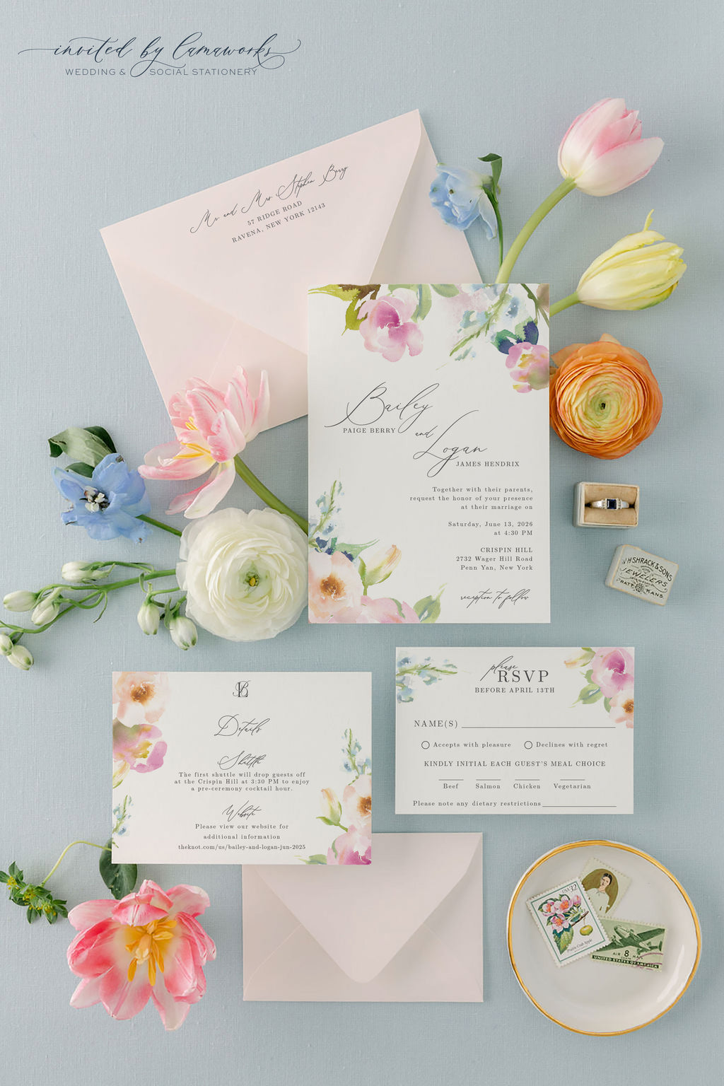 Ophelia Wedding Invitation - Design 2 – Invited by LamaWorks