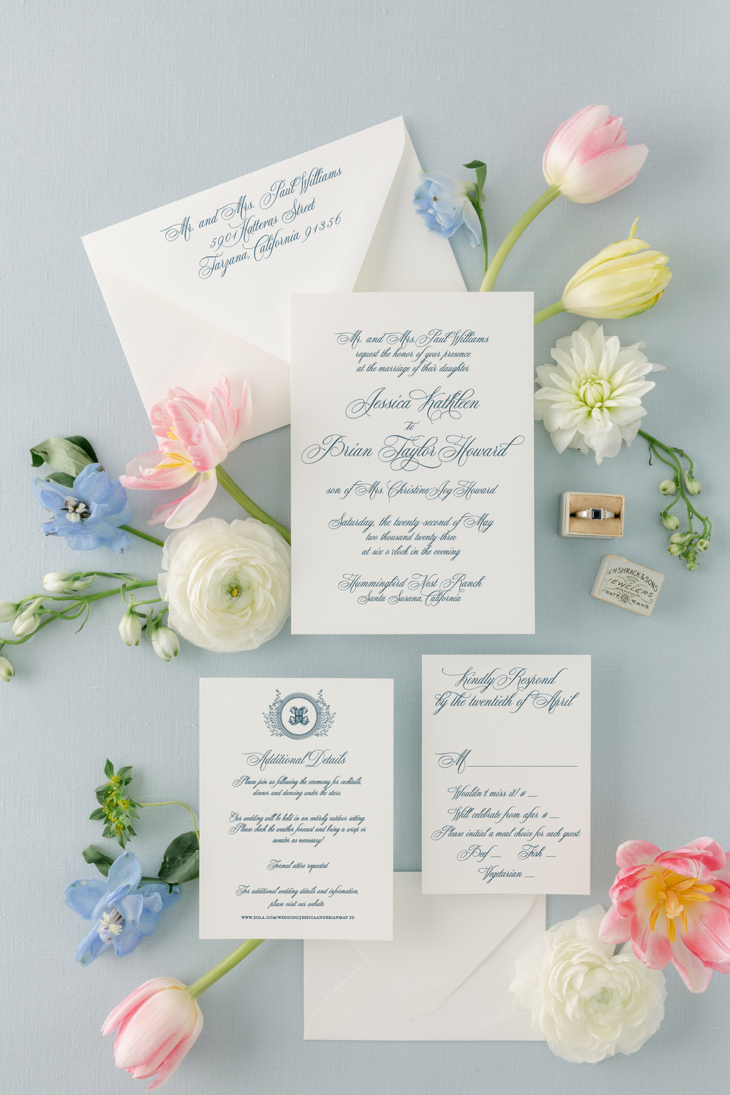 Traditional Calligraphy Wedding Invitation Suite | Jessica – Invited by ...