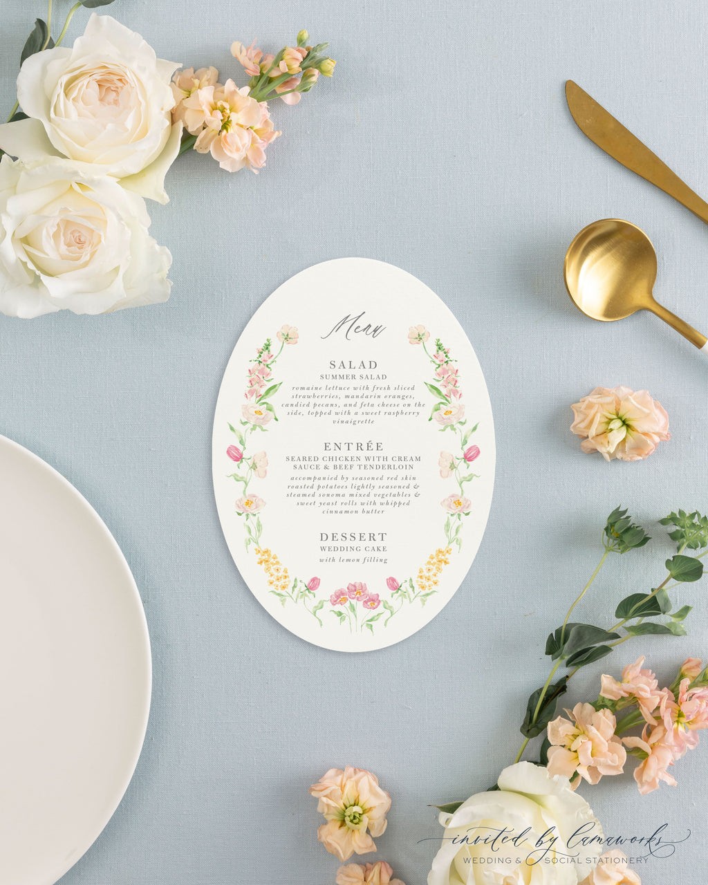 Olivia | Oval Menu – Invited by LamaWorks