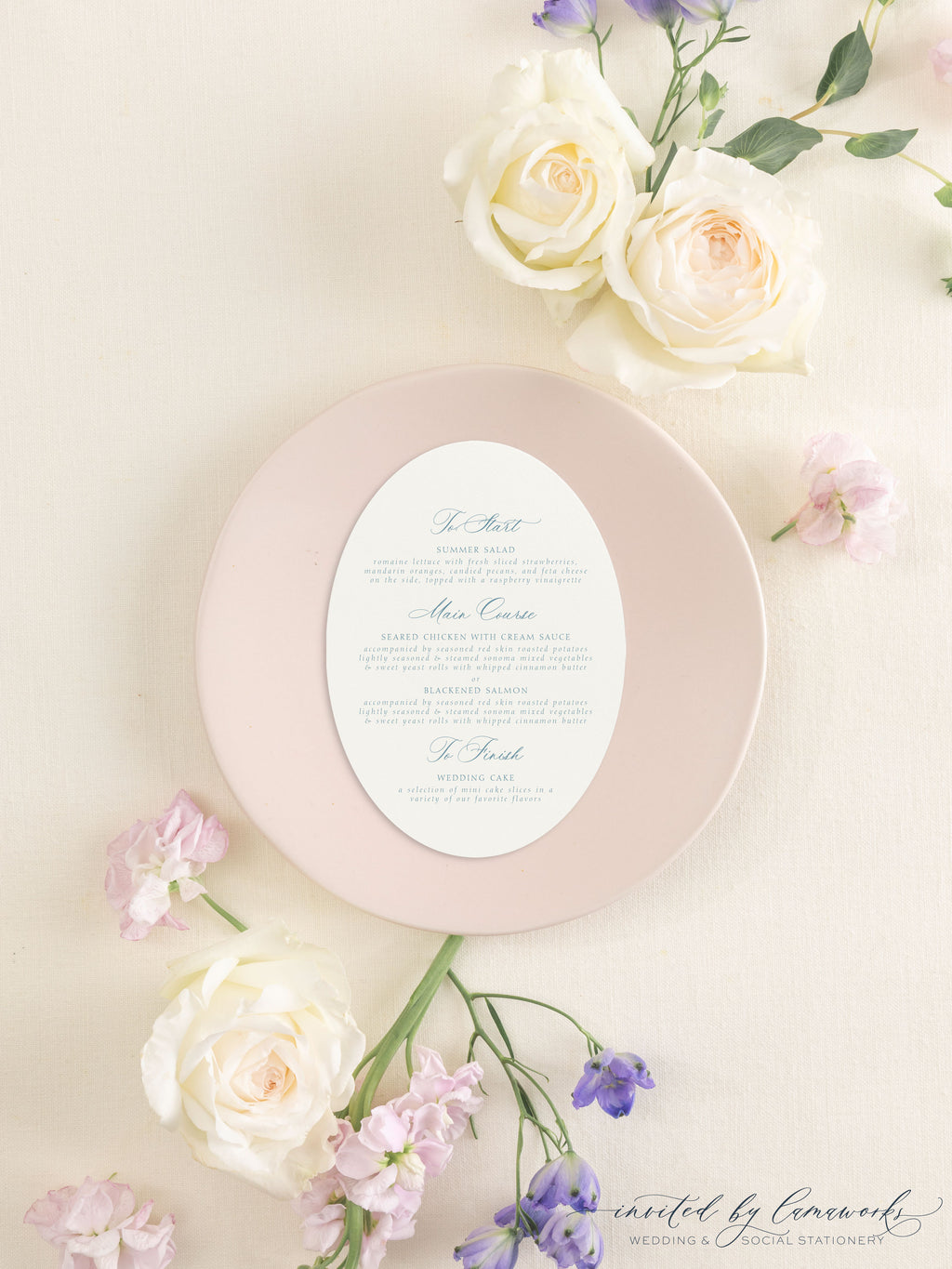 Tiffany | Oval Menu – Invited by LamaWorks